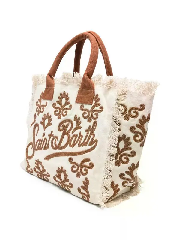 MC2 SAINT BARTH Vanity Rug Embroidered Fringed Tote Bag