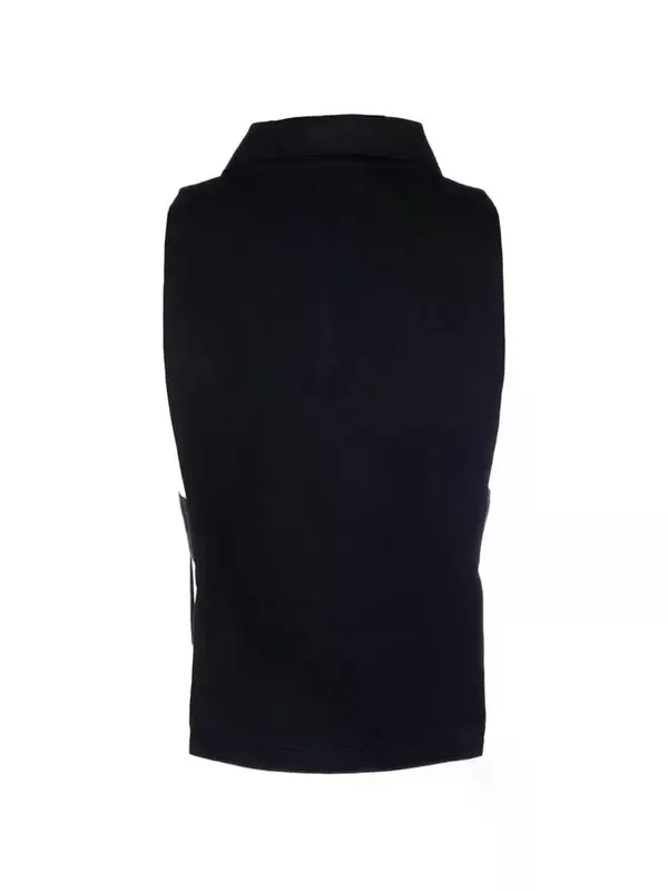 Miu Miu Logo Embroidered Sleeveless Polo Top