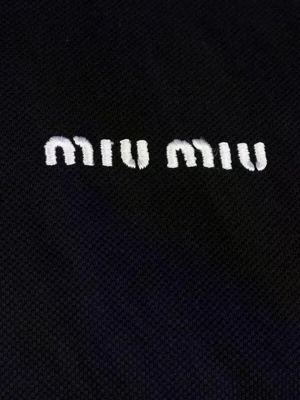 Miu Miu Logo Embroidered Sleeveless Polo Top