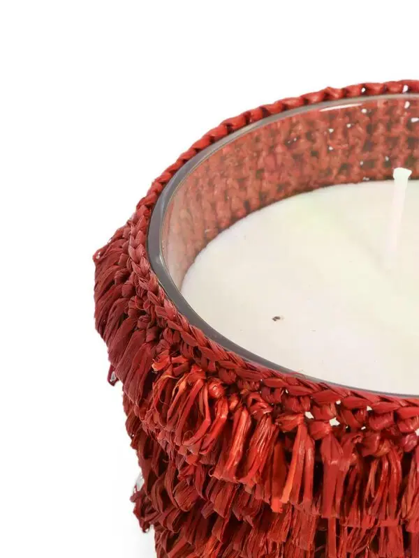 IBELIV Fringed Raffia-cover Candle