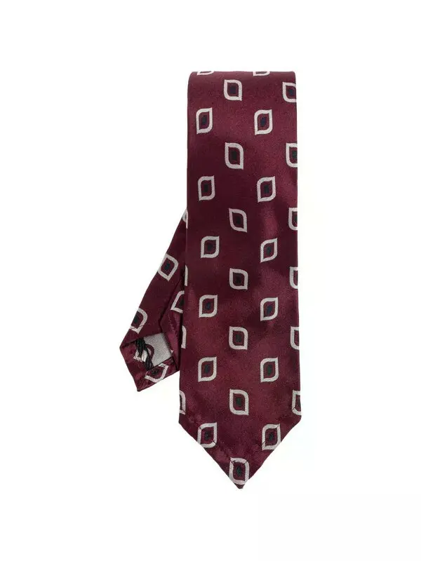 Dsquared2 Geometric Print Silk Neck Tie - Red