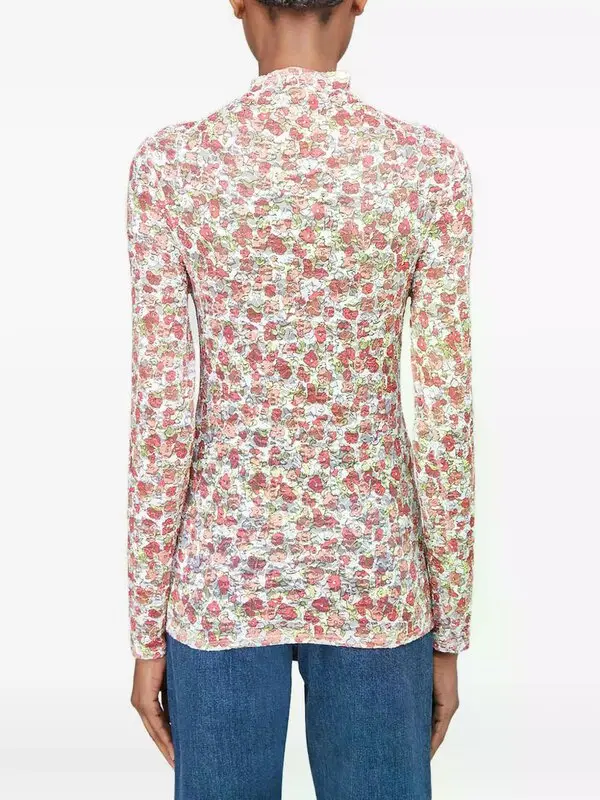 Collina Strada Floral Print Sheer Long Sleeve Top