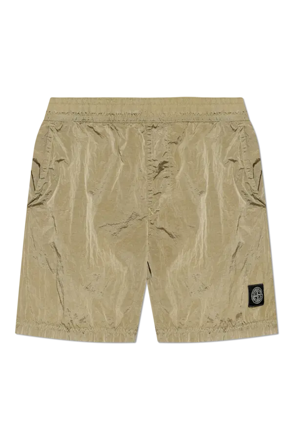 Stone Island Shorts With Logo Patch - Green