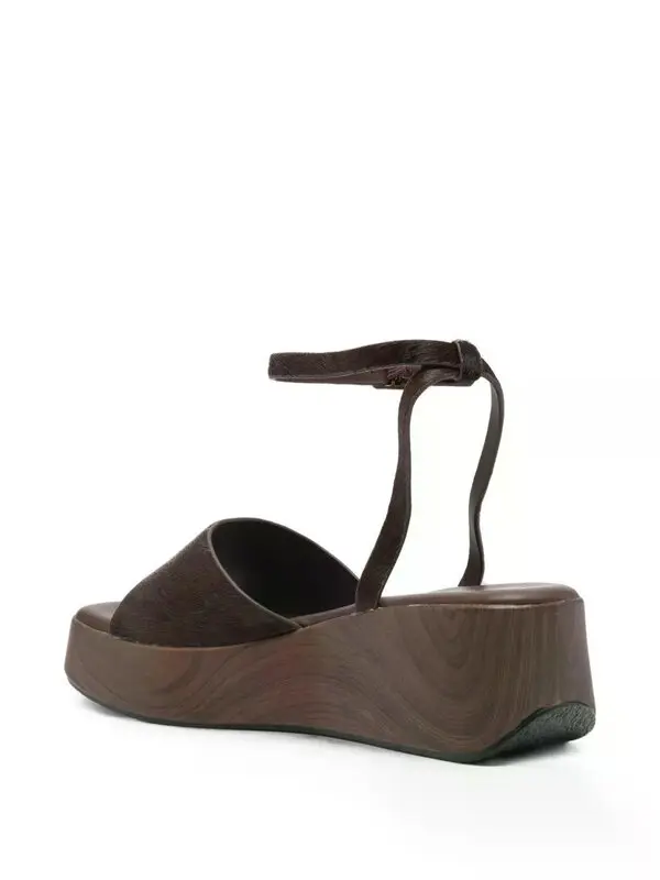 EXÈ Pony-hair Wedge Sandals