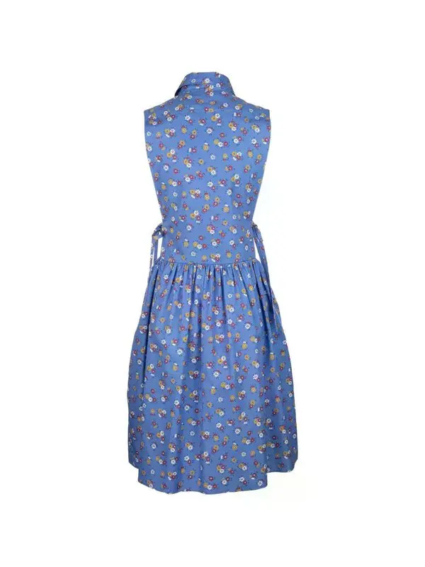 Miu Miu Floral-print Sleeveless Midi Dress - Blue