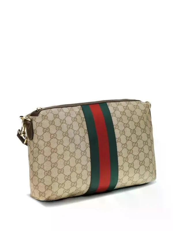 Gucci Gg Supreme Canvas Shoulder Bag With Web Stripe