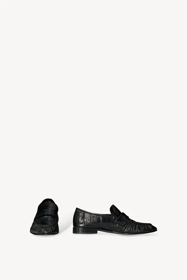 THE ROW Soft Nappa Leather Loafers - Black