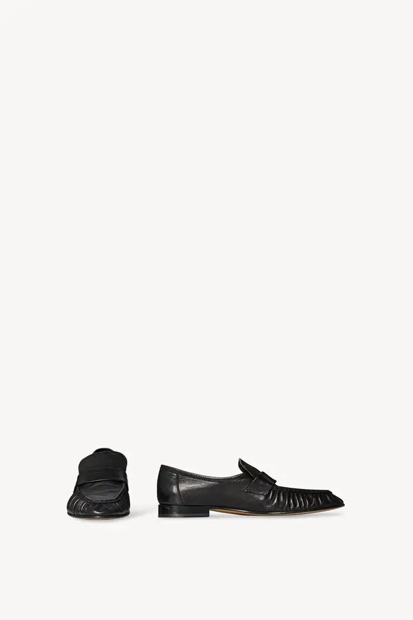 THE ROW Soft Nappa Leather Loafers - Black