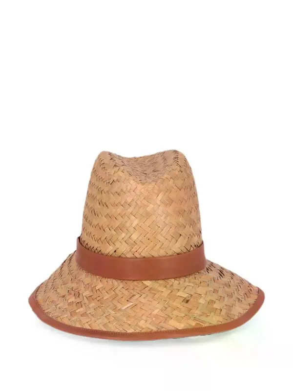 LUXURY SUPPLY Woven Hat With Leather Trim - Neutrals