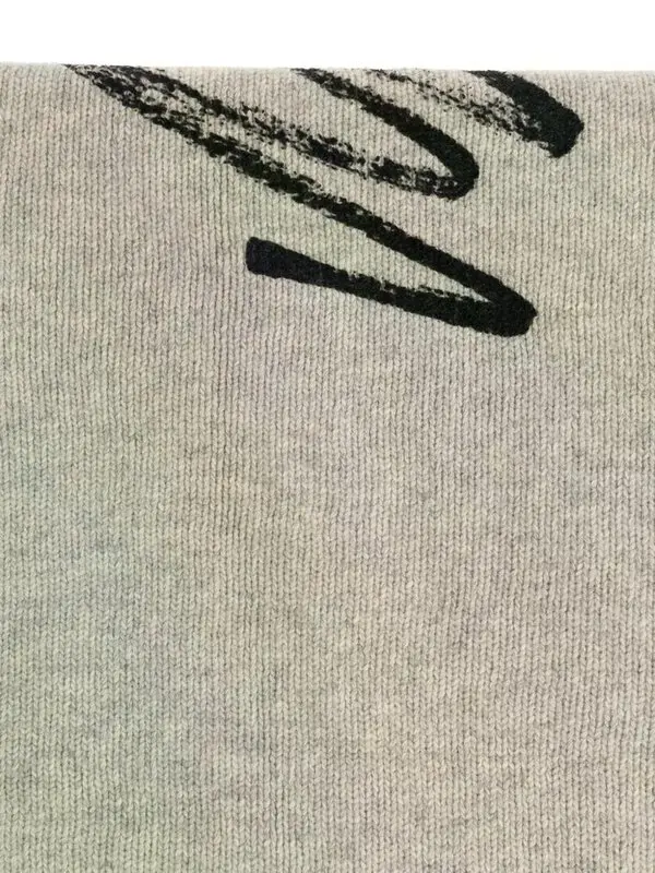 MAISON MARGIELA Logo-print Knitted Scarf - Grey