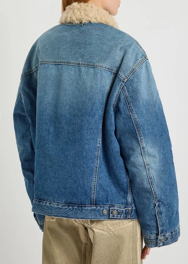 Acne Studios Quilted Faux Shearling Denim Jacket