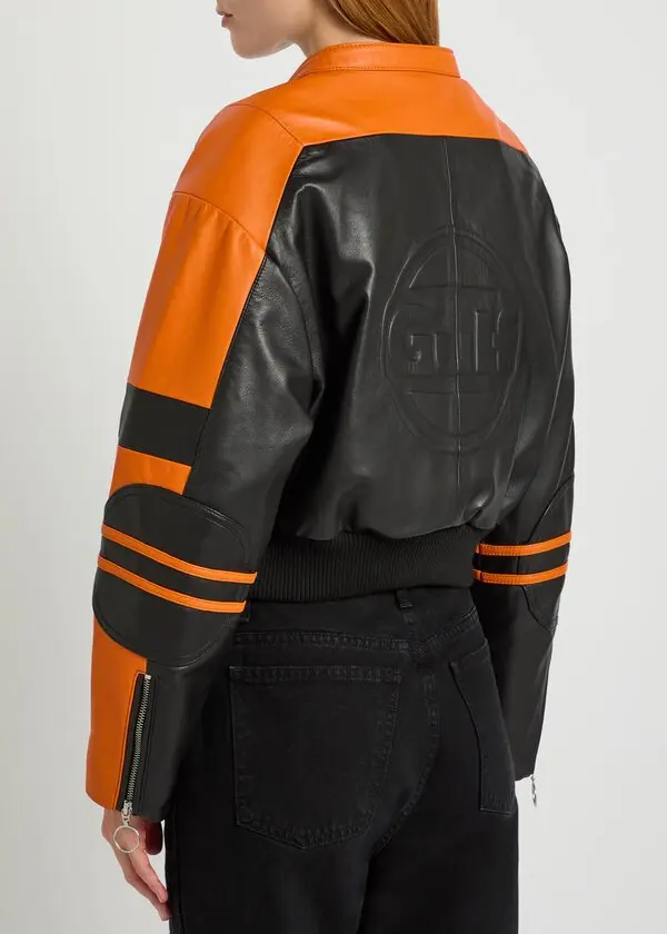AN-Y1 Biker Colour-blocked Leather Jacket