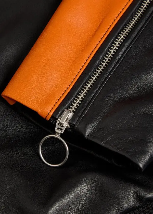 AN-Y1 Biker Colour-blocked Leather Jacket