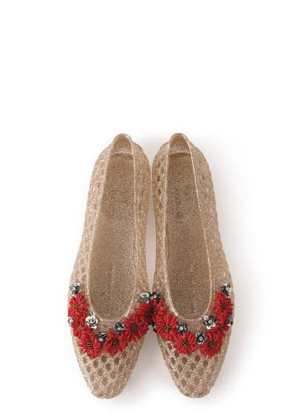 HEAVENLY JELLY Glittered Floral Ballet Flats