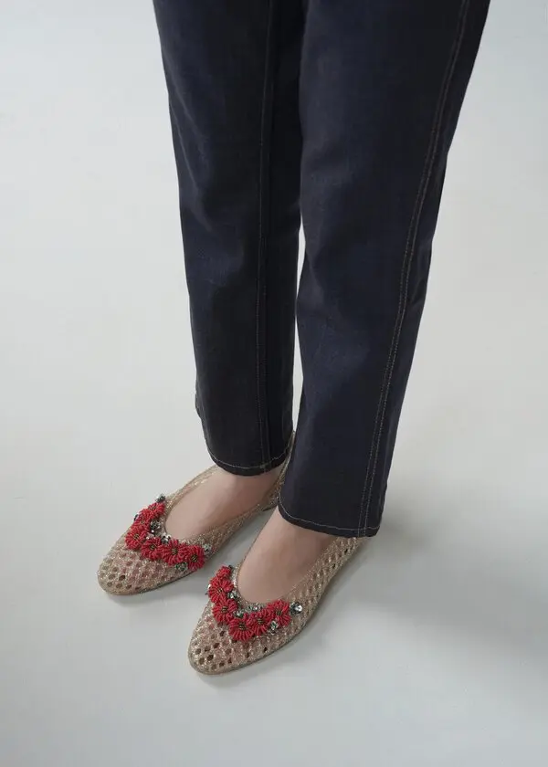HEAVENLY JELLY Glittered Floral Ballet Flats