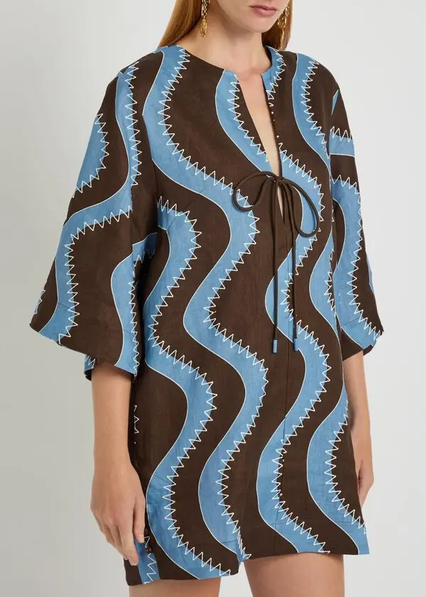ALEMAIS Alémais Frankie Printed Linen Mini Dress