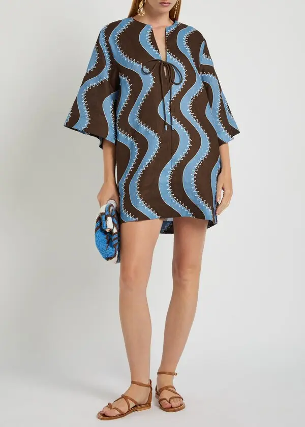 ALEMAIS Alémais Frankie Printed Linen Mini Dress