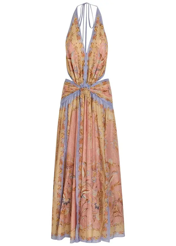 Zimmermann Indra Metallic Cotton And Silk-blend Midi Dress - Pink