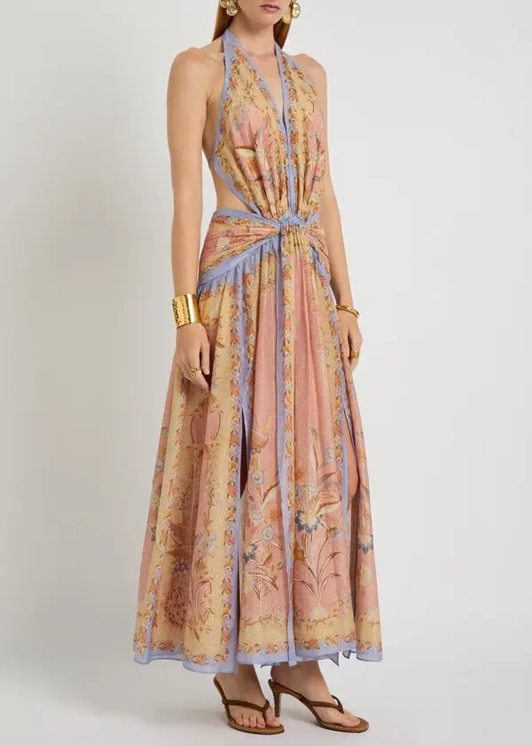 Zimmermann Indra Metallic Cotton And Silk-blend Midi Dress - Pink