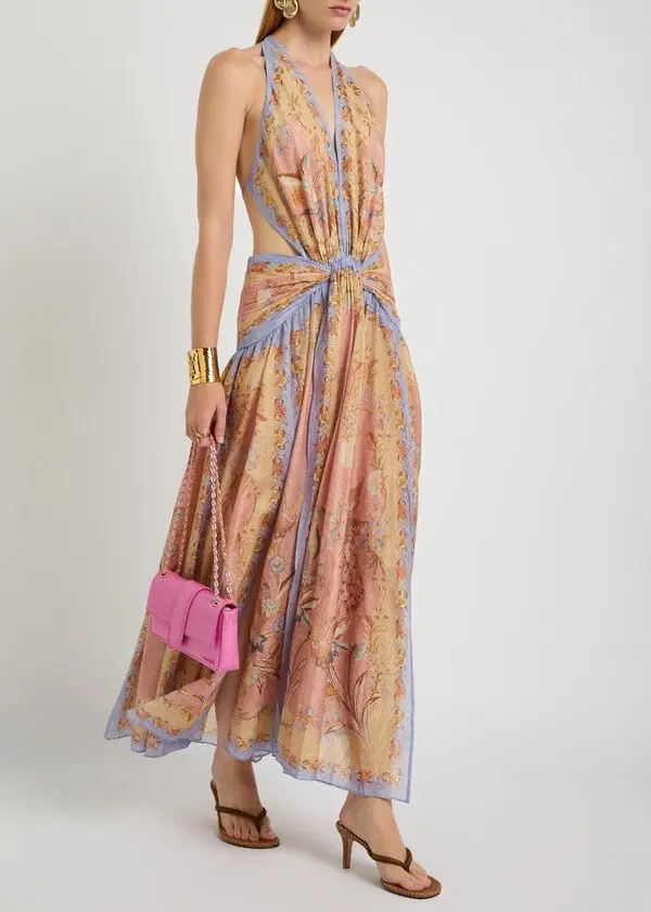 Zimmermann Indra Metallic Cotton And Silk-blend Midi Dress - Pink