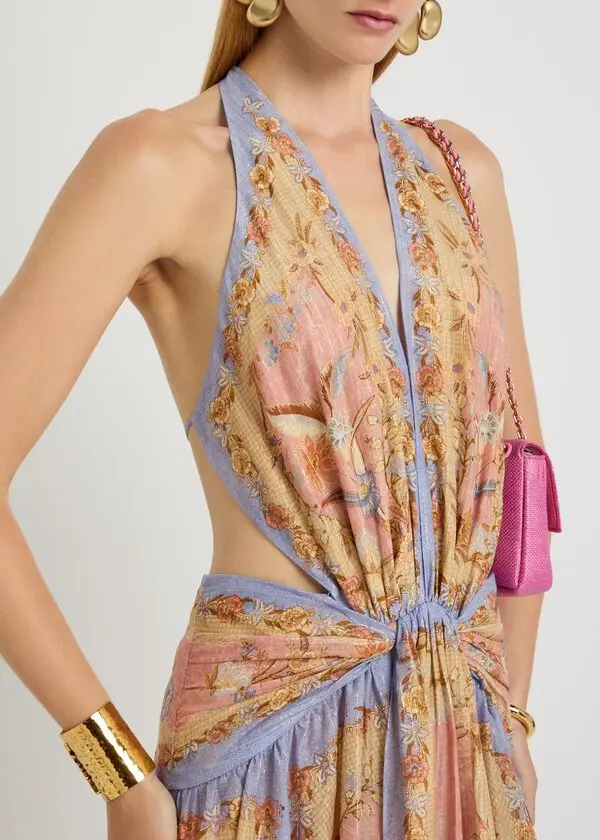 Zimmermann Indra Metallic Cotton And Silk-blend Midi Dress - Pink