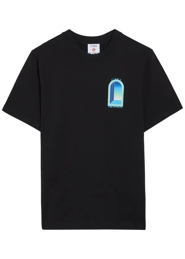 Casablanca Gradient Arch Printed Cotton T-shirt - Black