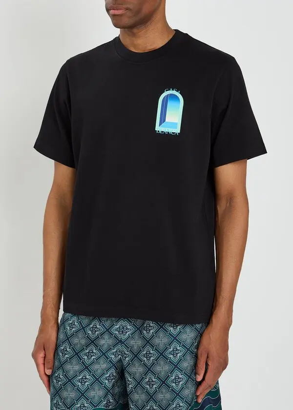Casablanca Gradient Arch Printed Cotton T-shirt - Black