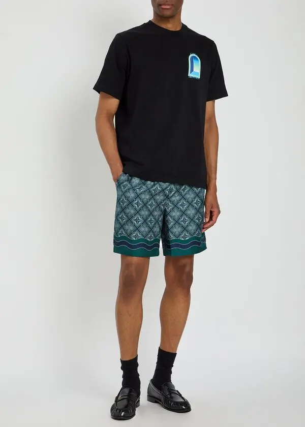 Casablanca Gradient Arch Printed Cotton T-shirt - Black