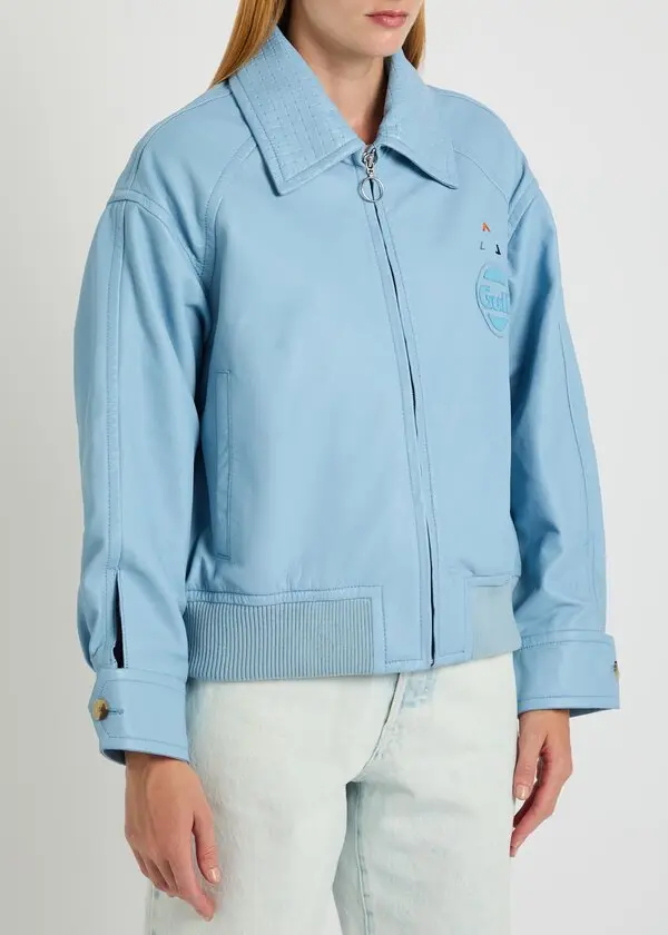 AN-Y1 Logo-embossed Leather Bomber Jacket