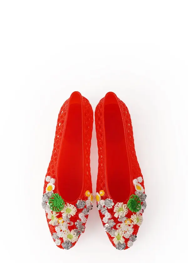 HEAVENLY JELLY Flower Embellished Jelly Ballet Flats