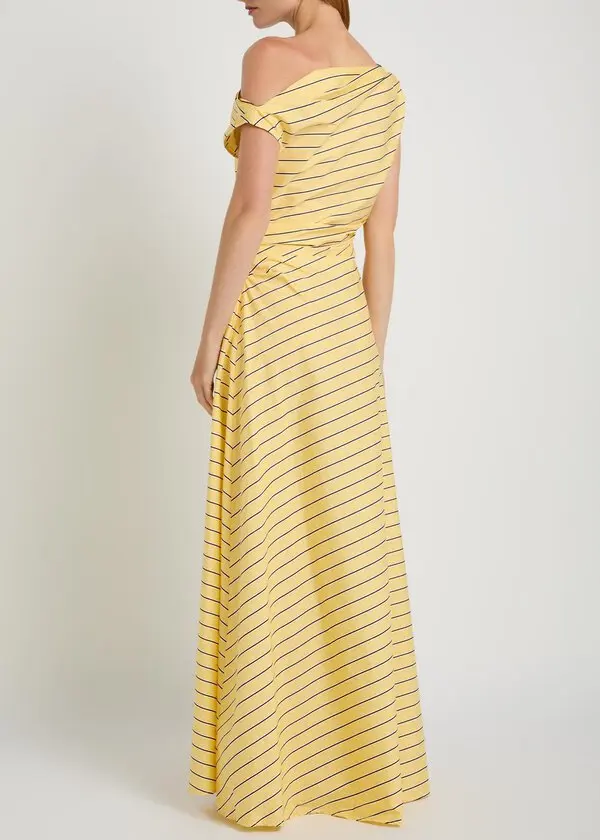 Staud Phare Striped Cotton-poplin Maxi Dress - Yellow