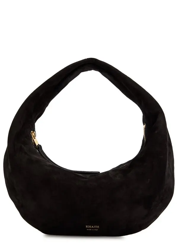 Khaite Olivia Mini Suede Hobo Top Handle Bag - Black