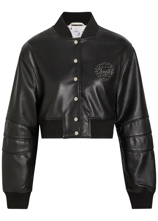 AN-Y1 Embellished Leather Bomber Jacket