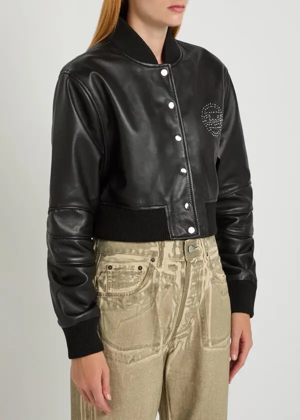 AN-Y1 Embellished Leather Bomber Jacket