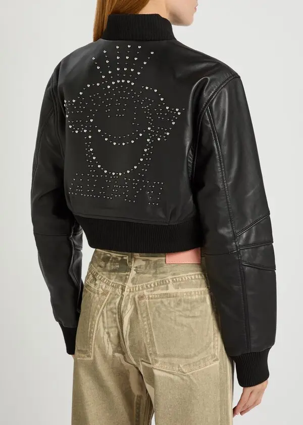 AN-Y1 Embellished Leather Bomber Jacket