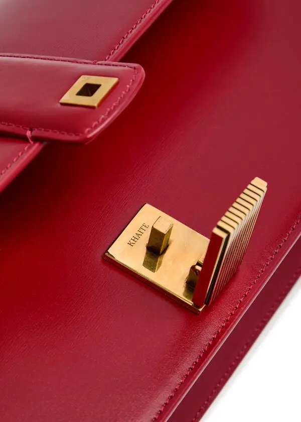 Khaite Blake Leather Clutch With Gold-tone Hardware - Red