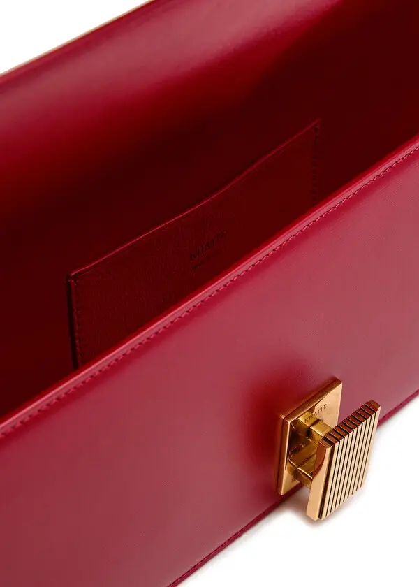 Khaite Blake Leather Clutch With Gold-tone Hardware - Red