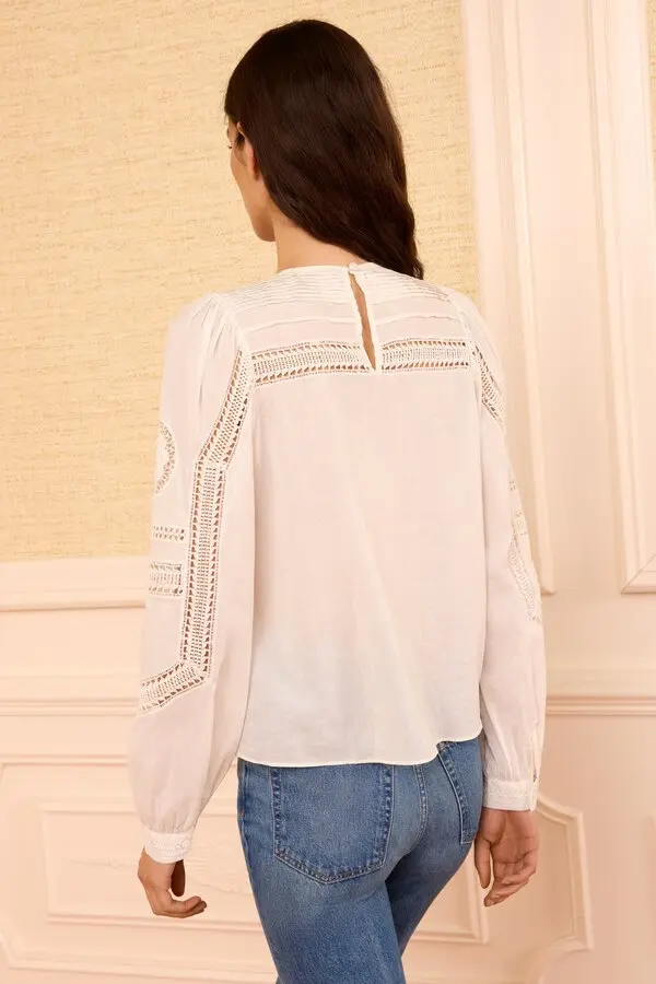 Ulla Johnson Marlowe Cotton Top With Lace Appliqués - Pristine