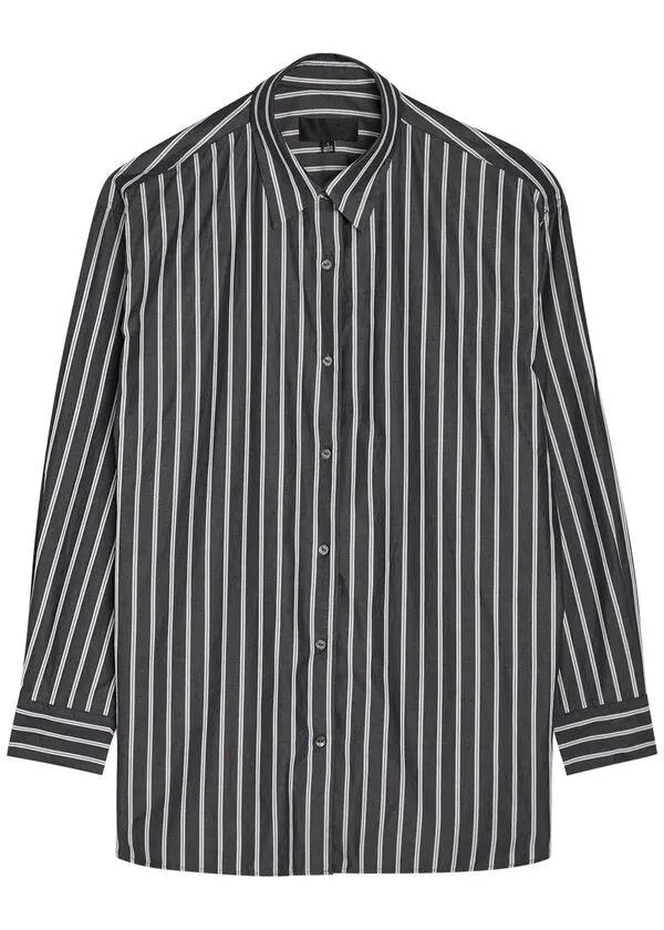 NILI LOTAN Yorke Striped Cotton-poplin Shirt - Grey