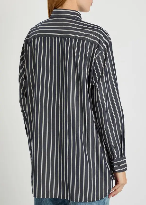 NILI LOTAN Yorke Striped Cotton-poplin Shirt - Grey