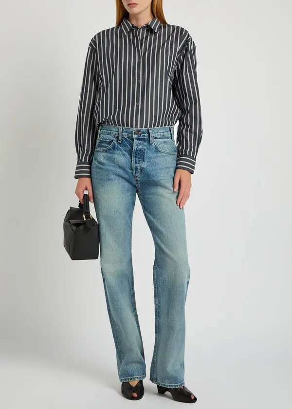 NILI LOTAN Yorke Striped Cotton-poplin Shirt - Grey