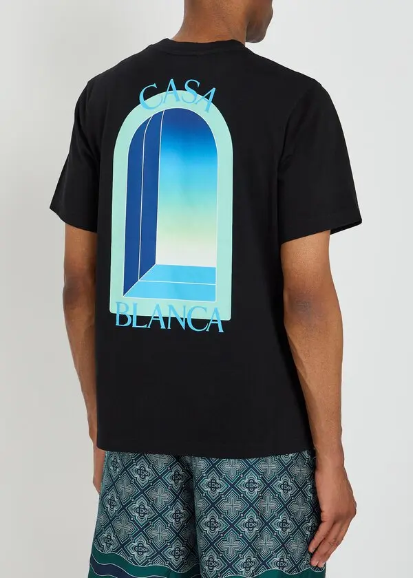 Casablanca Gradient Arch Printed Cotton T-shirt - Black