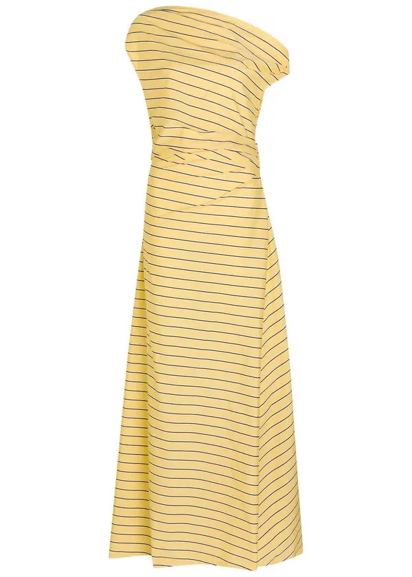 Staud Phare Striped Stretch Cotton-poplin Maxi Dress - Yellow