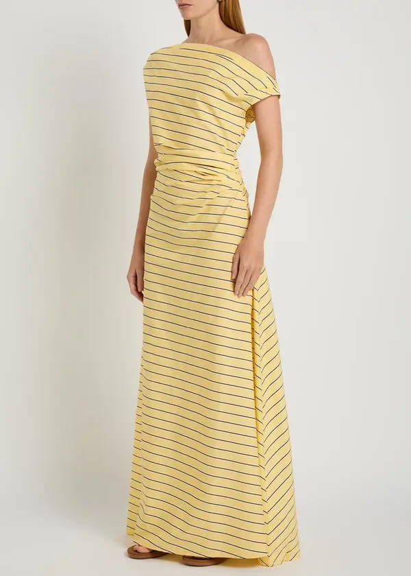 Staud Phare Striped Stretch Cotton-poplin Maxi Dress