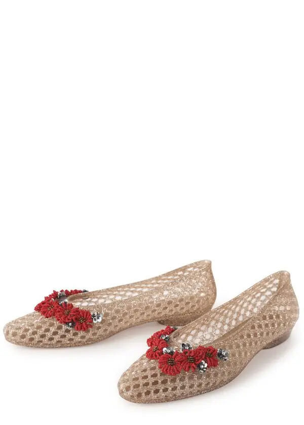 HEAVENLY JELLY Embellished Flower Ballet Flats