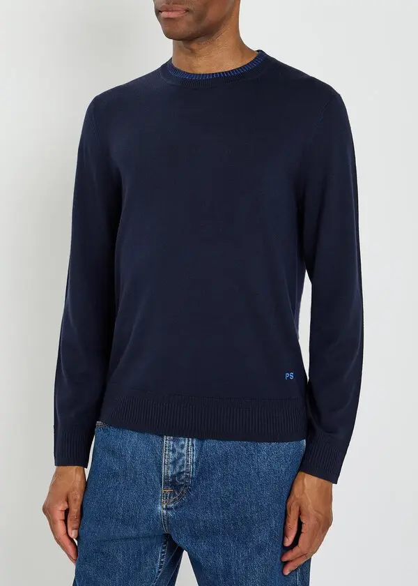 Paul Smith Logo Embroidered Merino Wool Crew Neck Jumper