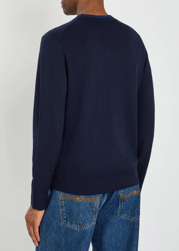 Paul Smith Logo Embroidered Merino Wool Crew Neck Jumper