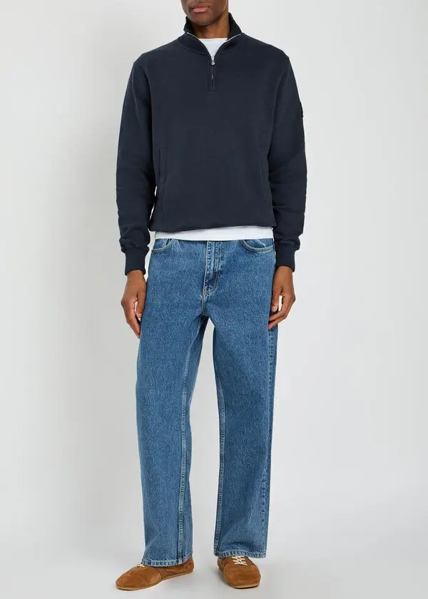 SANDBANKS Logo-appliquéd Quarter-zip Cotton Sweatshirt