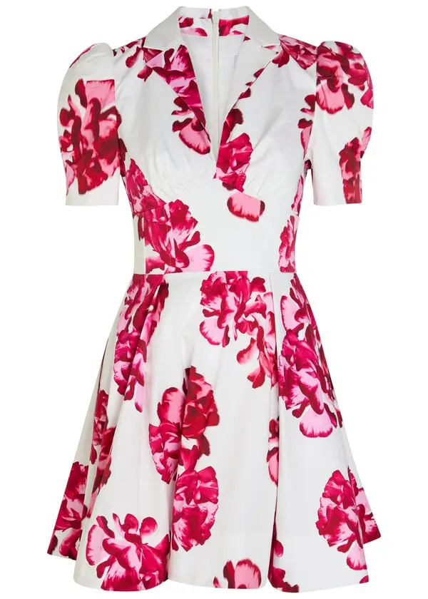 Rebecca Vallance Damask Floral-print Stretch-cotton Mini Dress - Multicoloured