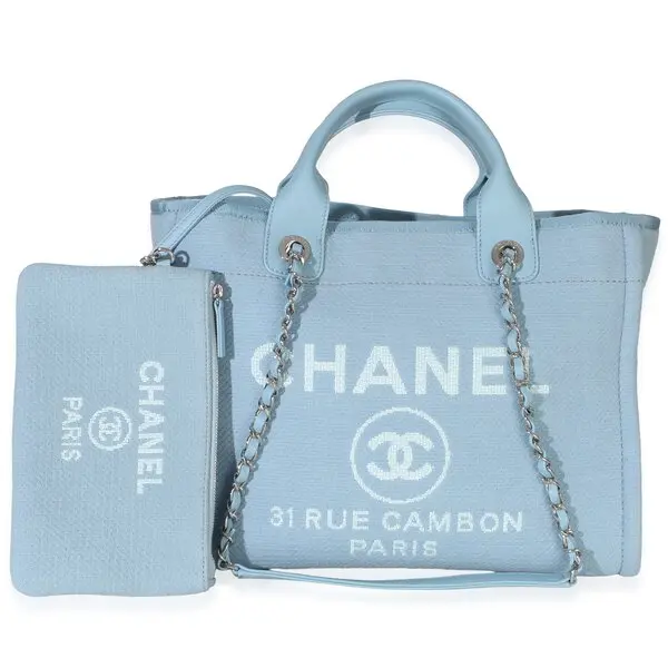 Chanel Light Mixed Fibers Canvas Deauville Tote